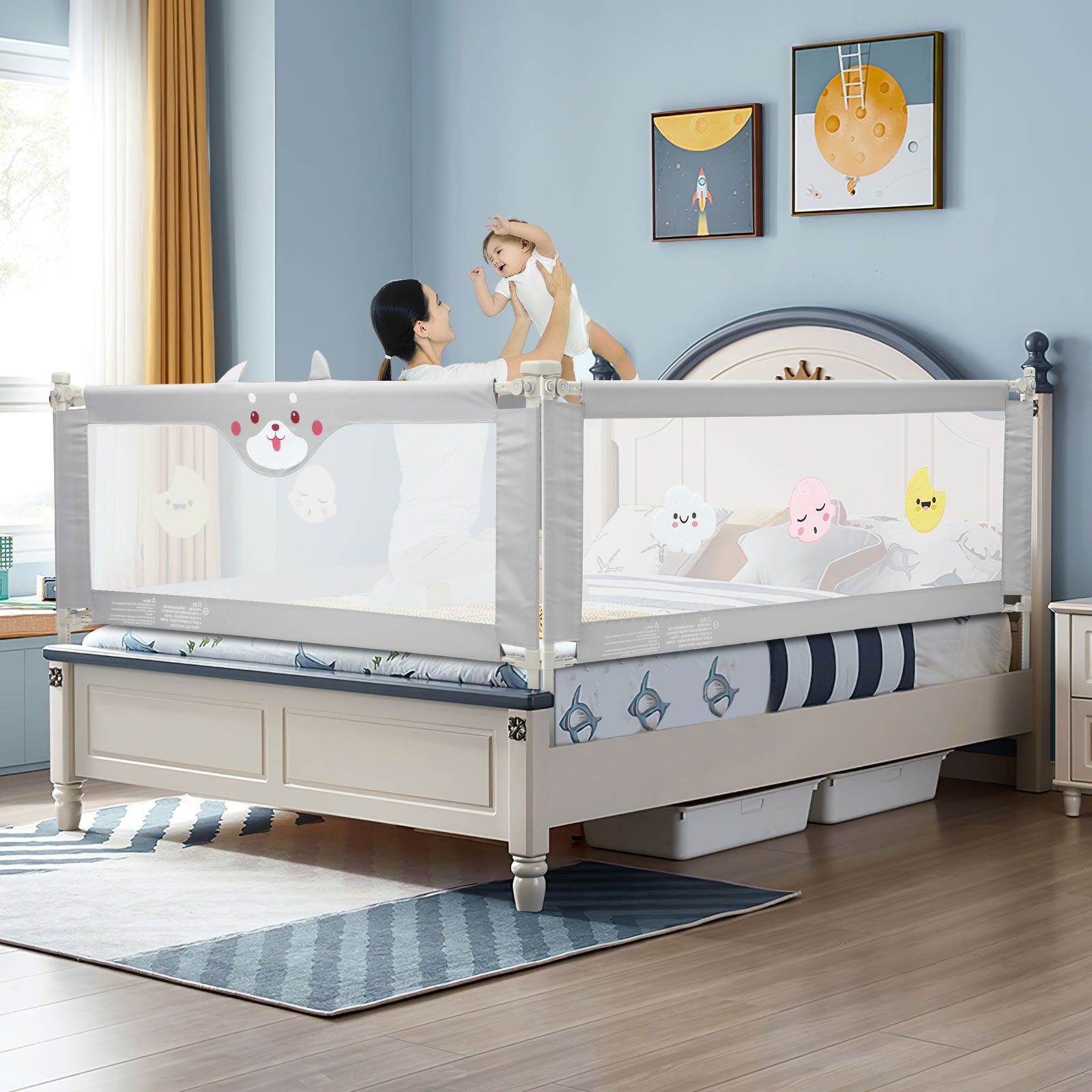 Kids Bed Rail Bedrail Queen Side Safety Guard Toddler Child Cot Fence ...