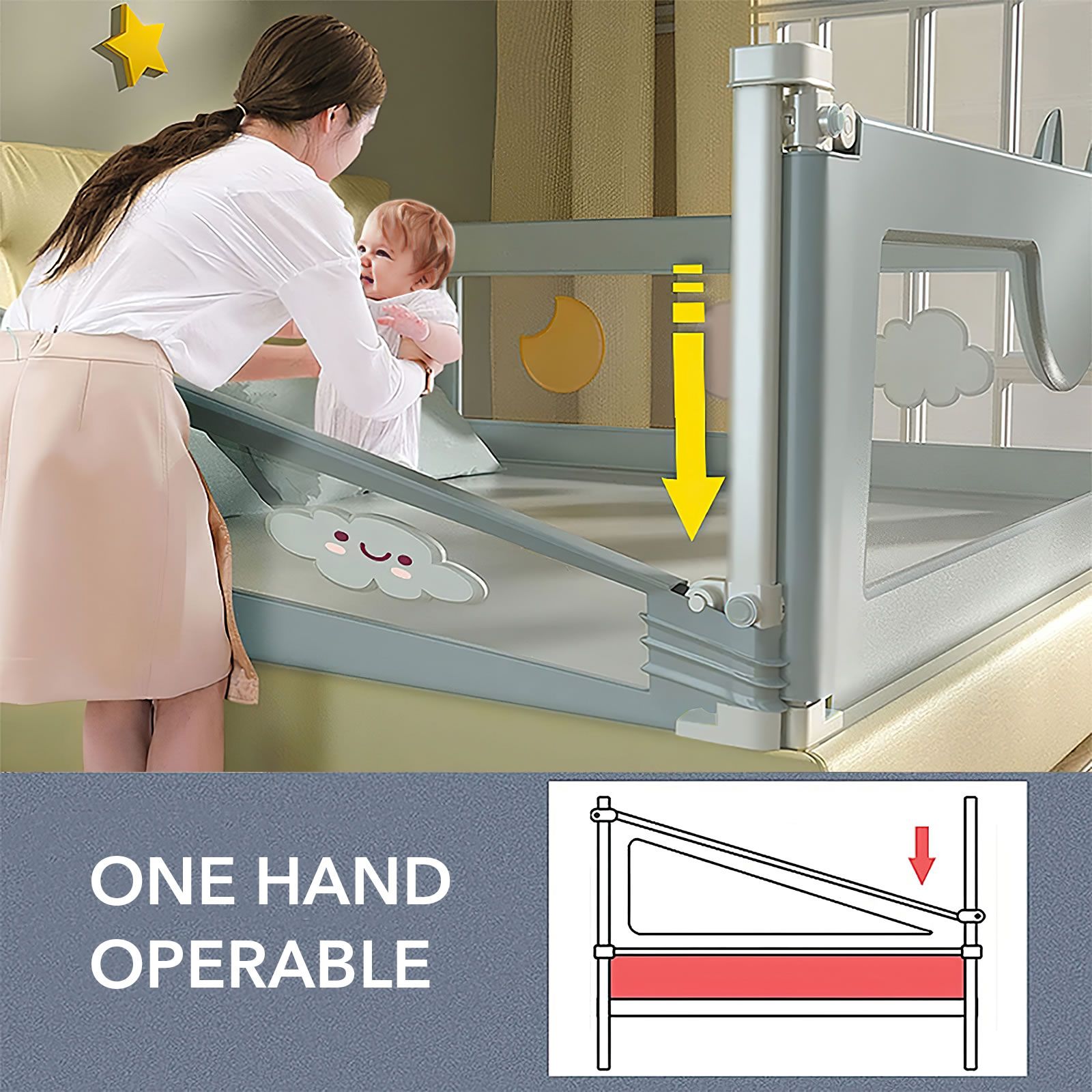 Kids Bed Rail Bedrail Queen Side Safety Guard Toddler Child Cot Fence ...