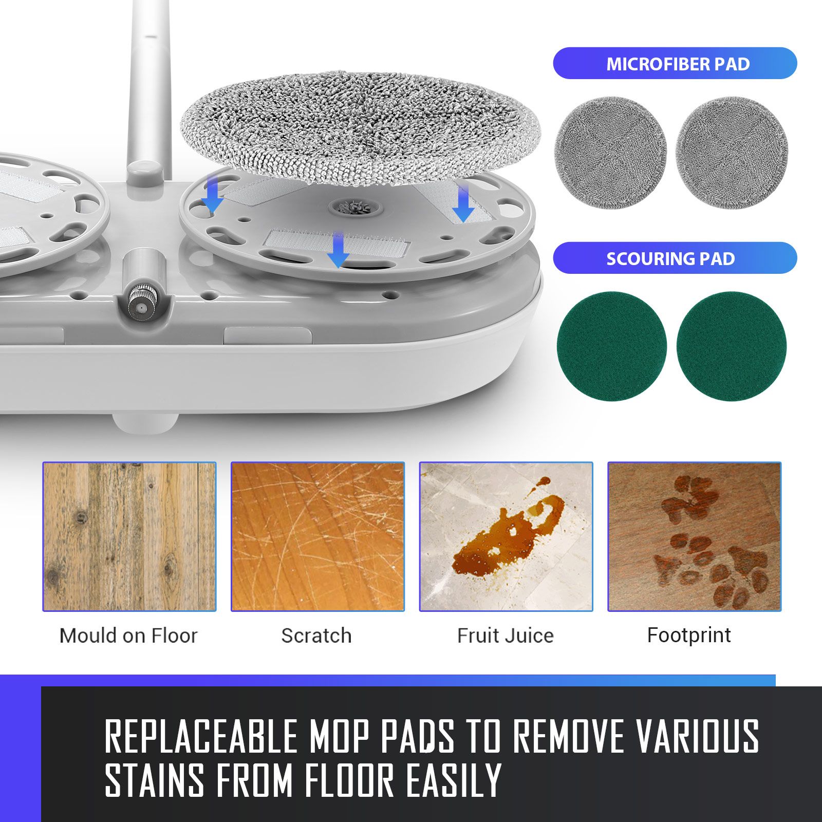 5in1 Electric Spin Mop Cordless Floor Cleaner Sterilization Waxing ...