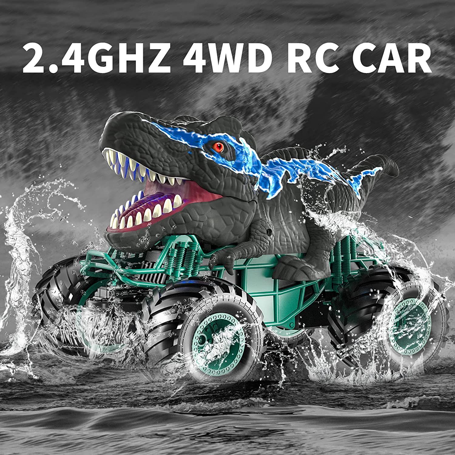 2.4GHz Remote Control Dinosaur Car Toys with Light Sound Indoor Outdoor ...