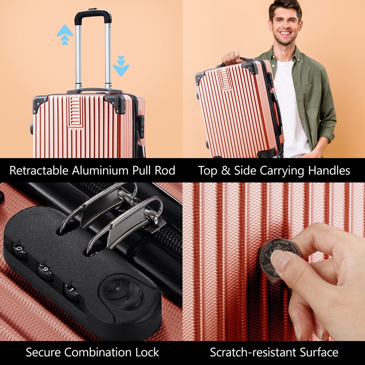 2 Piece Luggage Set Carry On Hard Shell Travel Suitcases Traveller ...