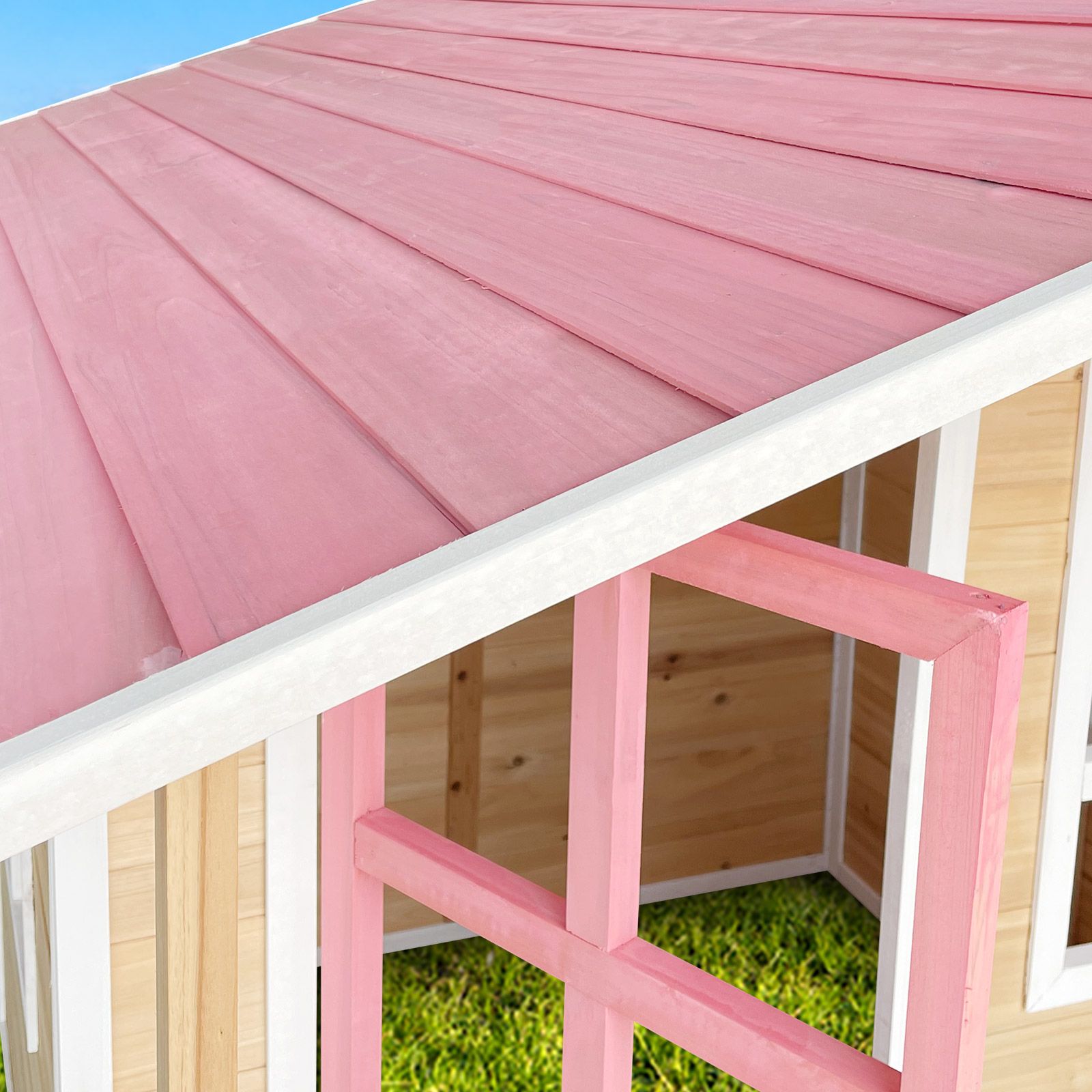 Wooden Cubby House Kids Cottage Outdoor Playhouse Children Game Centre ...