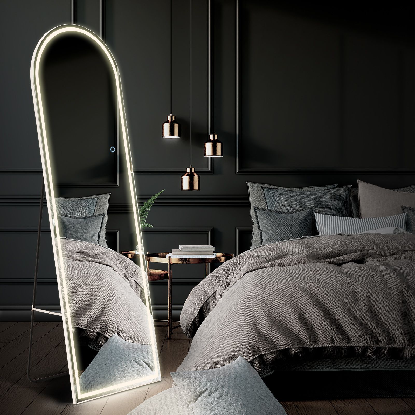 LED Full Length Mirror Arched Body Floor Free Standing Hanging Leaning ...