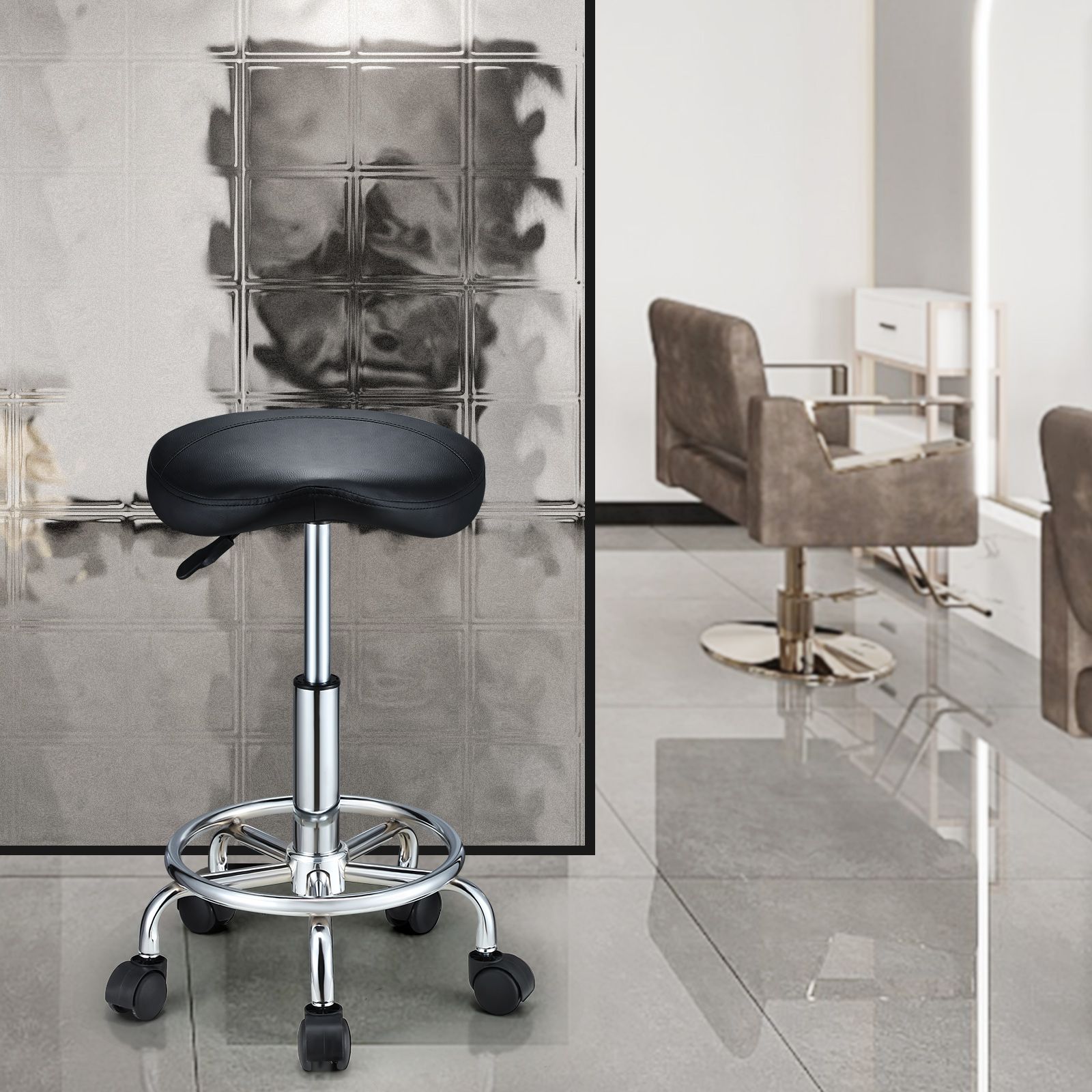 Salon Barber Chair Beauty Hairdressing Clinic Stool Height Adjustable ...