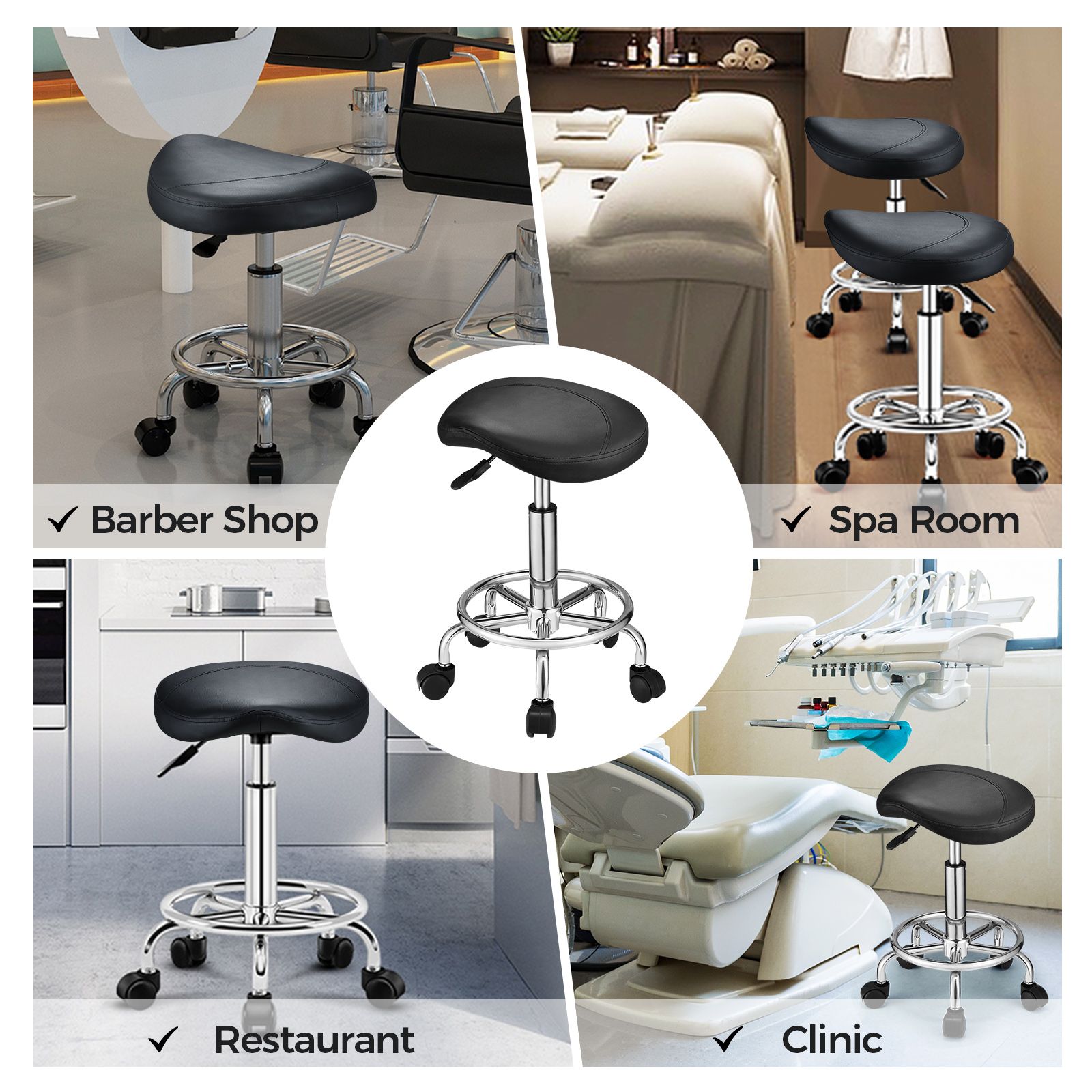 Salon Barber Chair Beauty Hairdressing Clinic Stool Height Adjustable ...