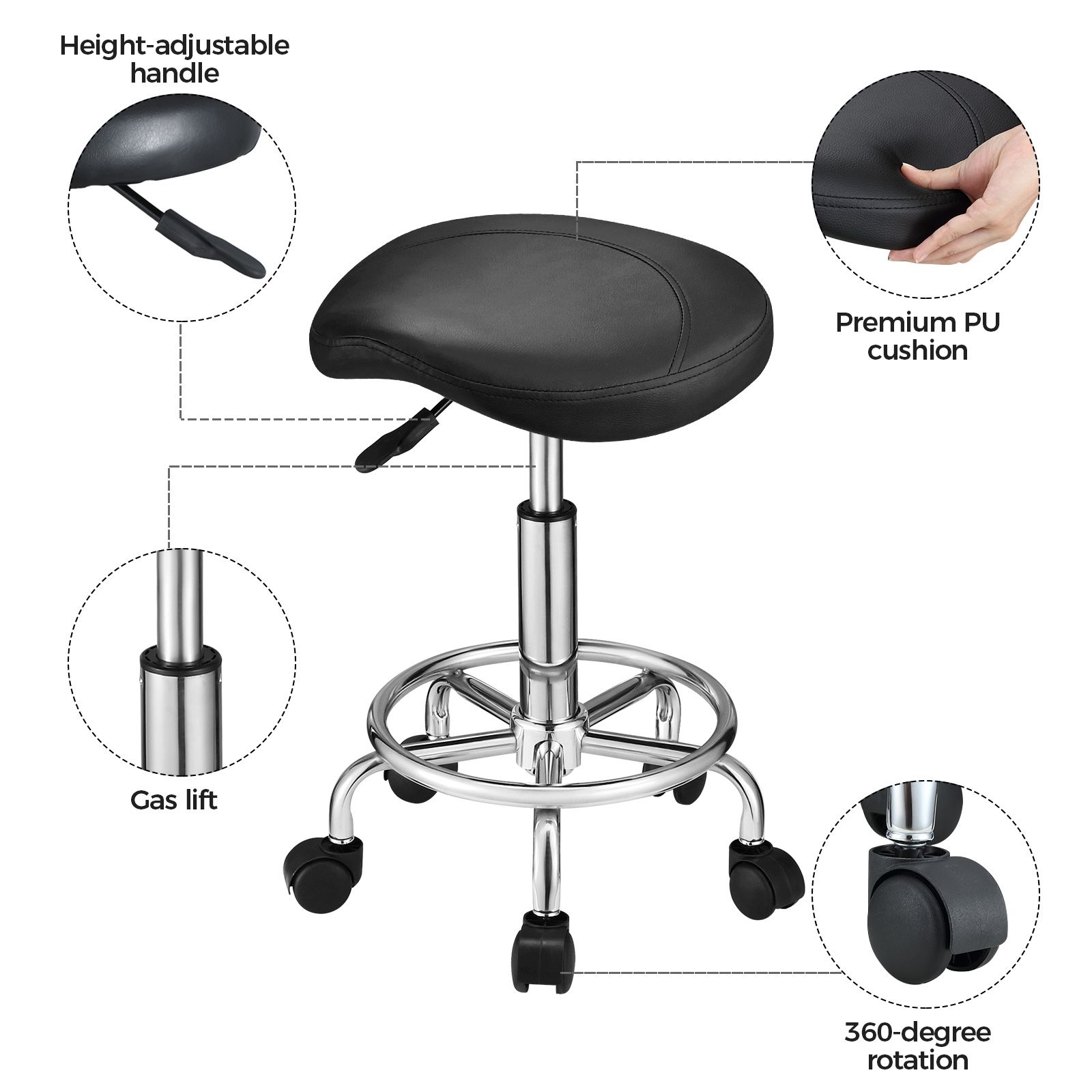 Salon Barber Chair Beauty Hairdressing Clinic Stool Height Adjustable ...
