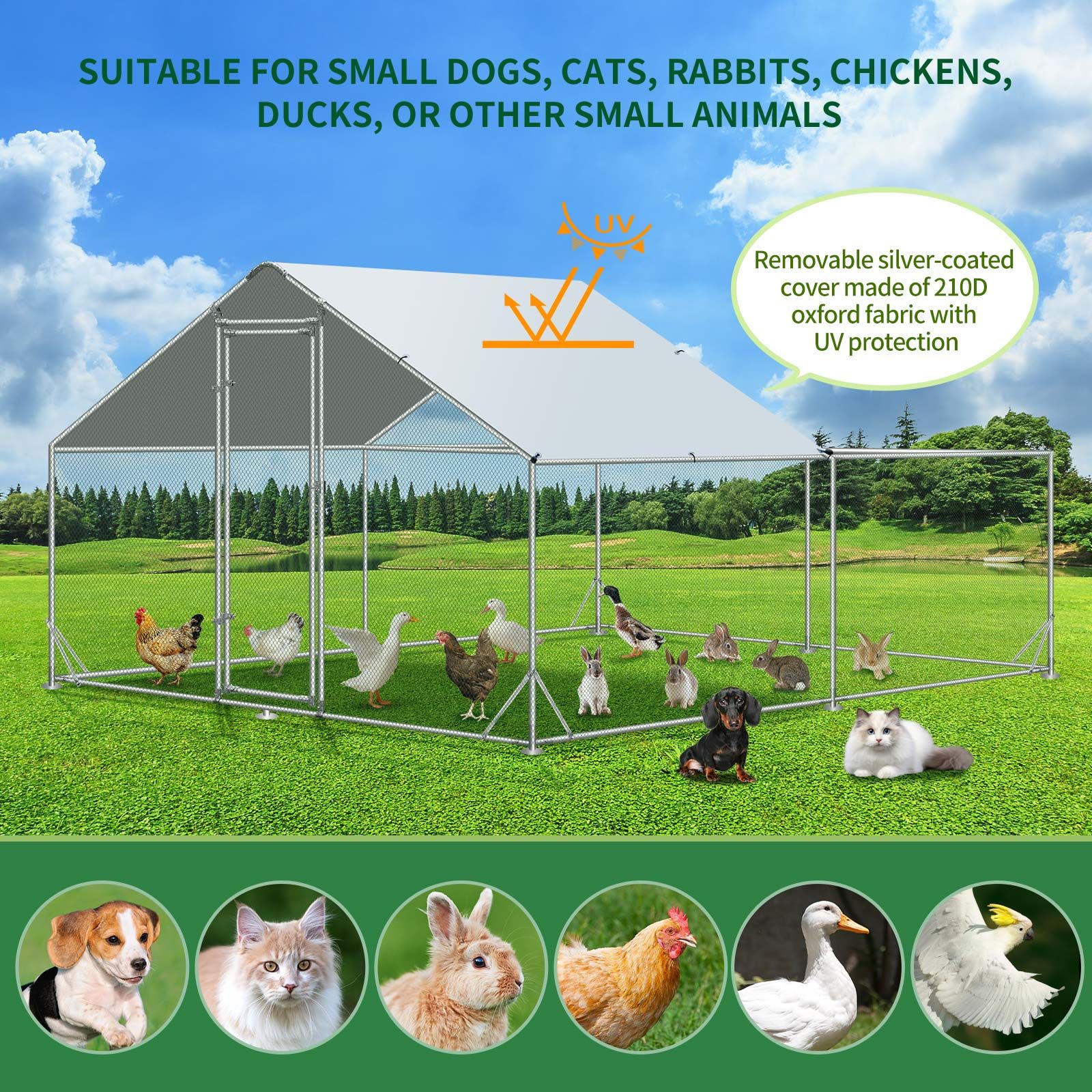 Chicken Run Coop Walk In Rabbit Hutch Bird Cage Hen Chook Pen House Dog ...