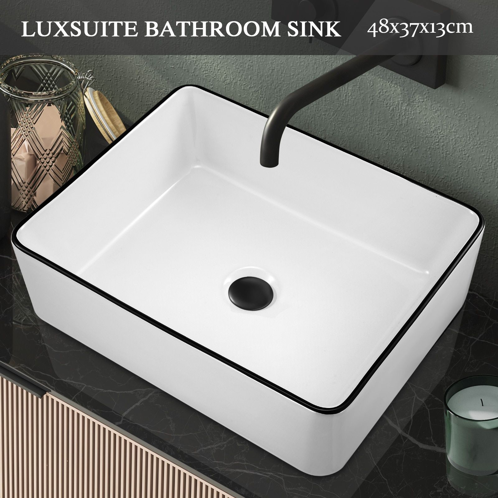 White Bathroom Sink Vessel Washing Basin Vanity Hand Wash Bowl Above ...