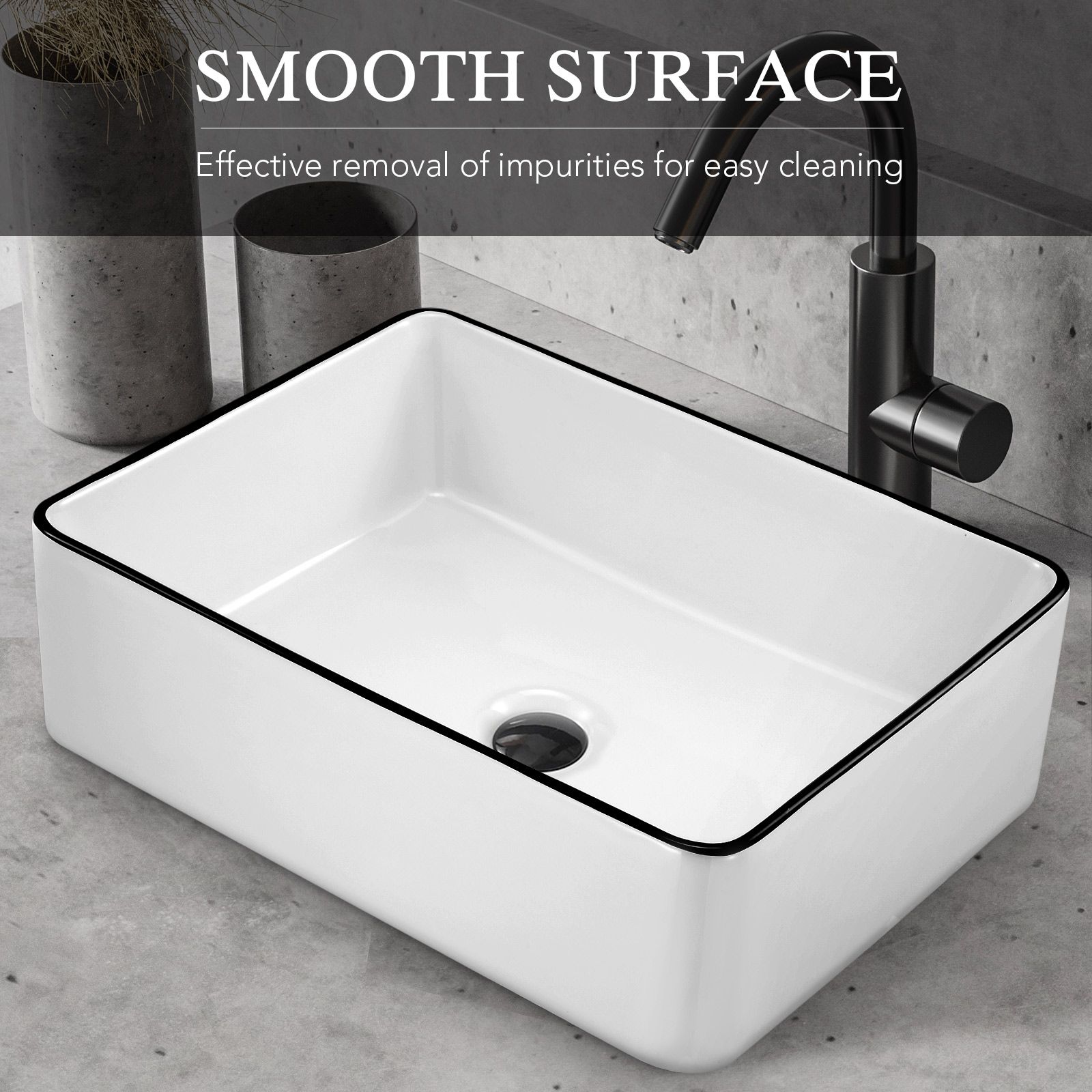 White Bathroom Sink Vessel Washing Basin Vanity Hand Wash Bowl Above ...