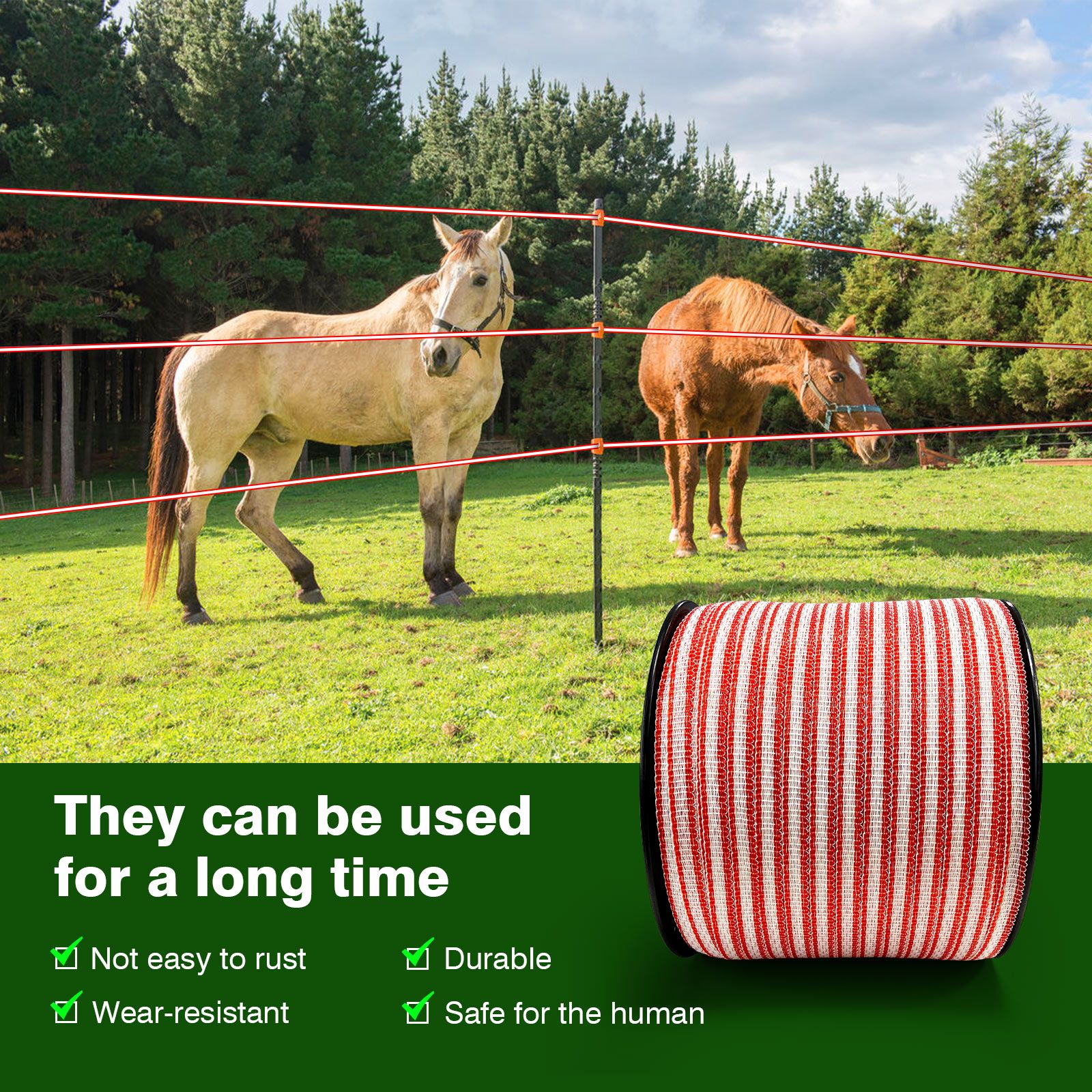 Electric Fence Poly Wire Tape 500 Meters 12mm Portable Temporary ...