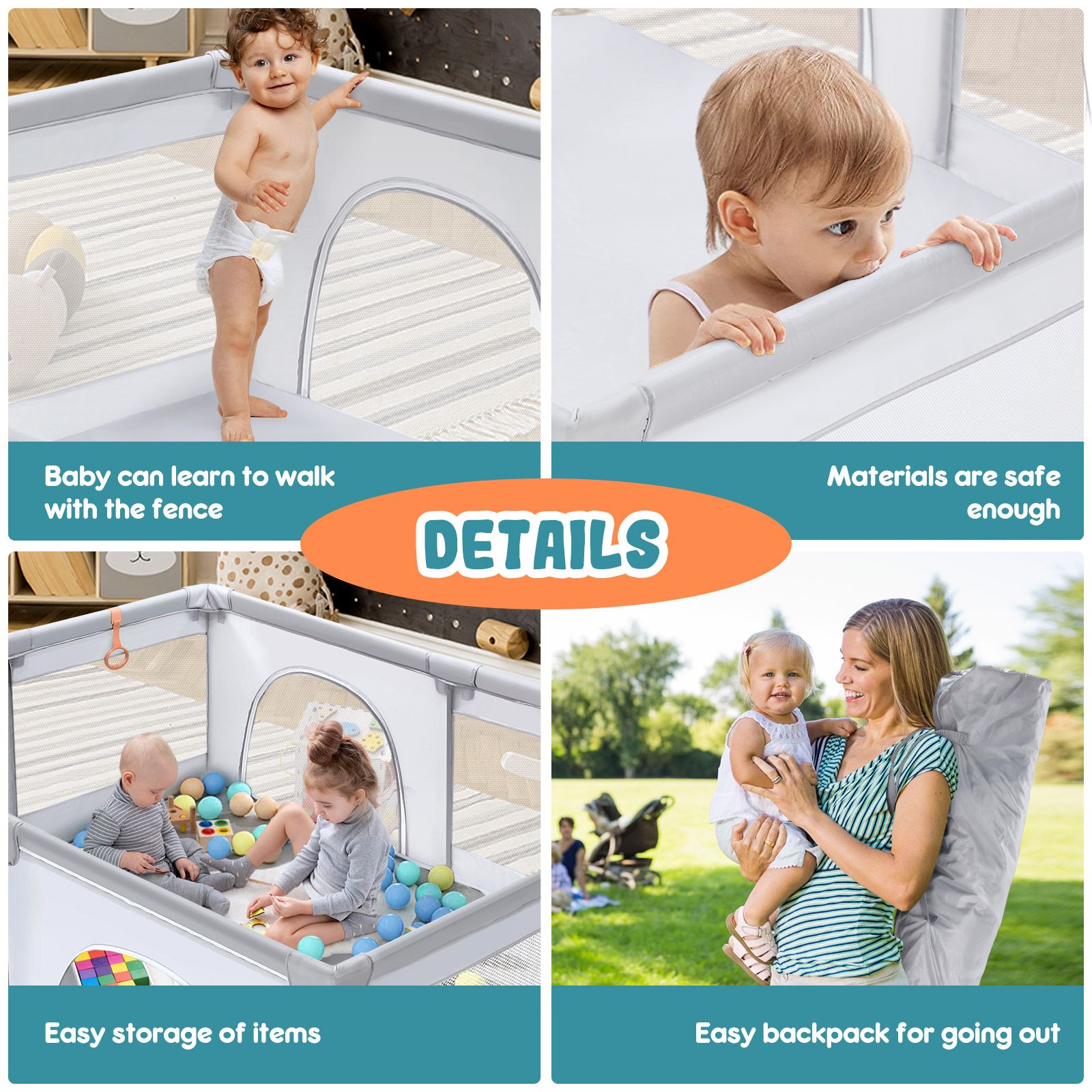 Baby Playpen Pen Fence Playground Activity Centre Safety Enclosure Gate ...