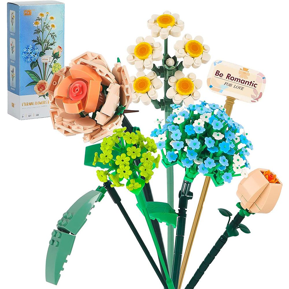 Flower Bouquet Building Blocks Kit, Artificial Flower Building Sets ...