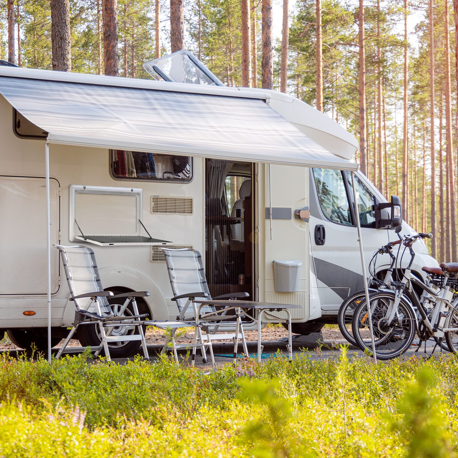 RV Wall Camper Table Folding Picnic Caravan Camping Exterior Mount ...