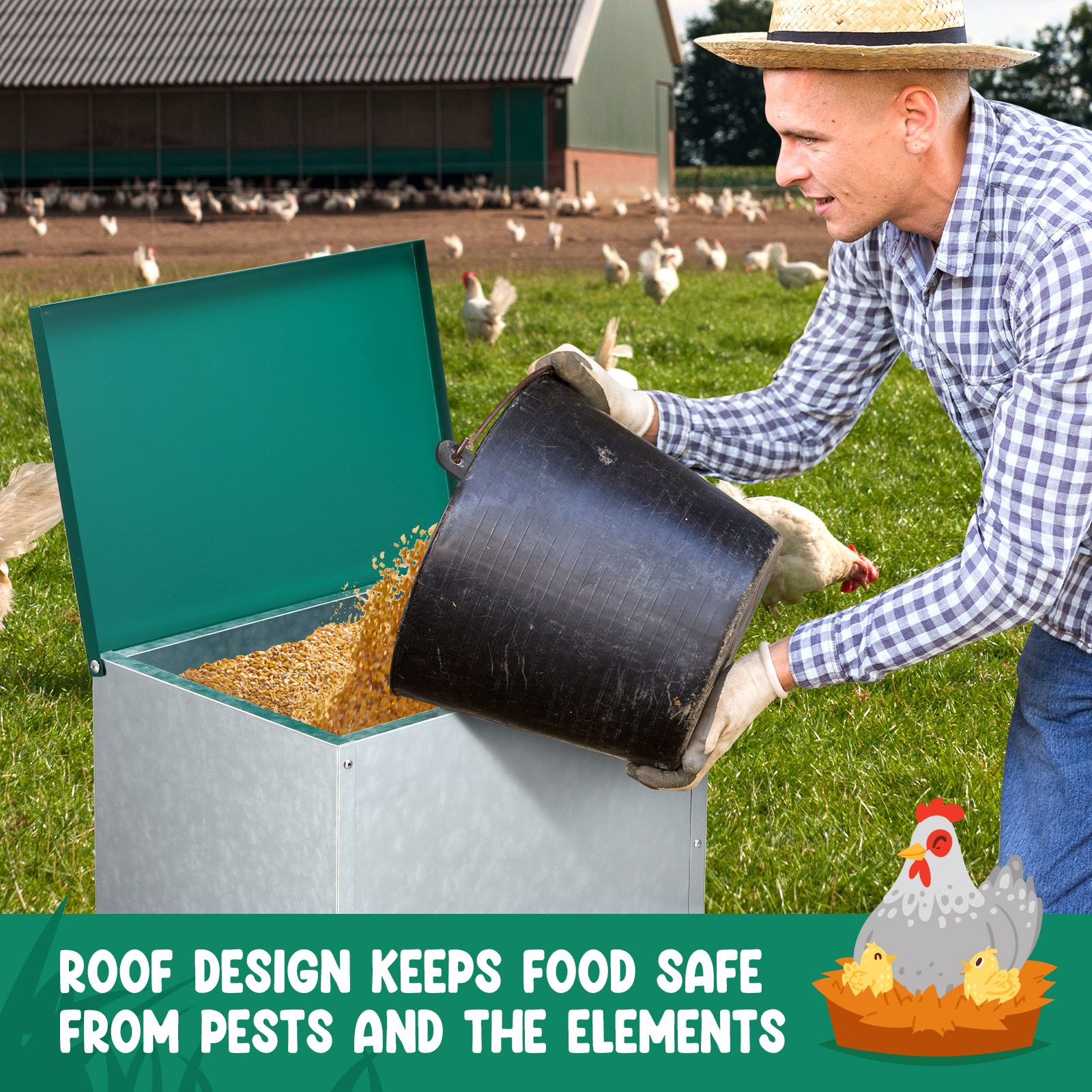 Auto Chicken Feeder Automatic Poultry Treadle Hens Rabbit Chook Food ...