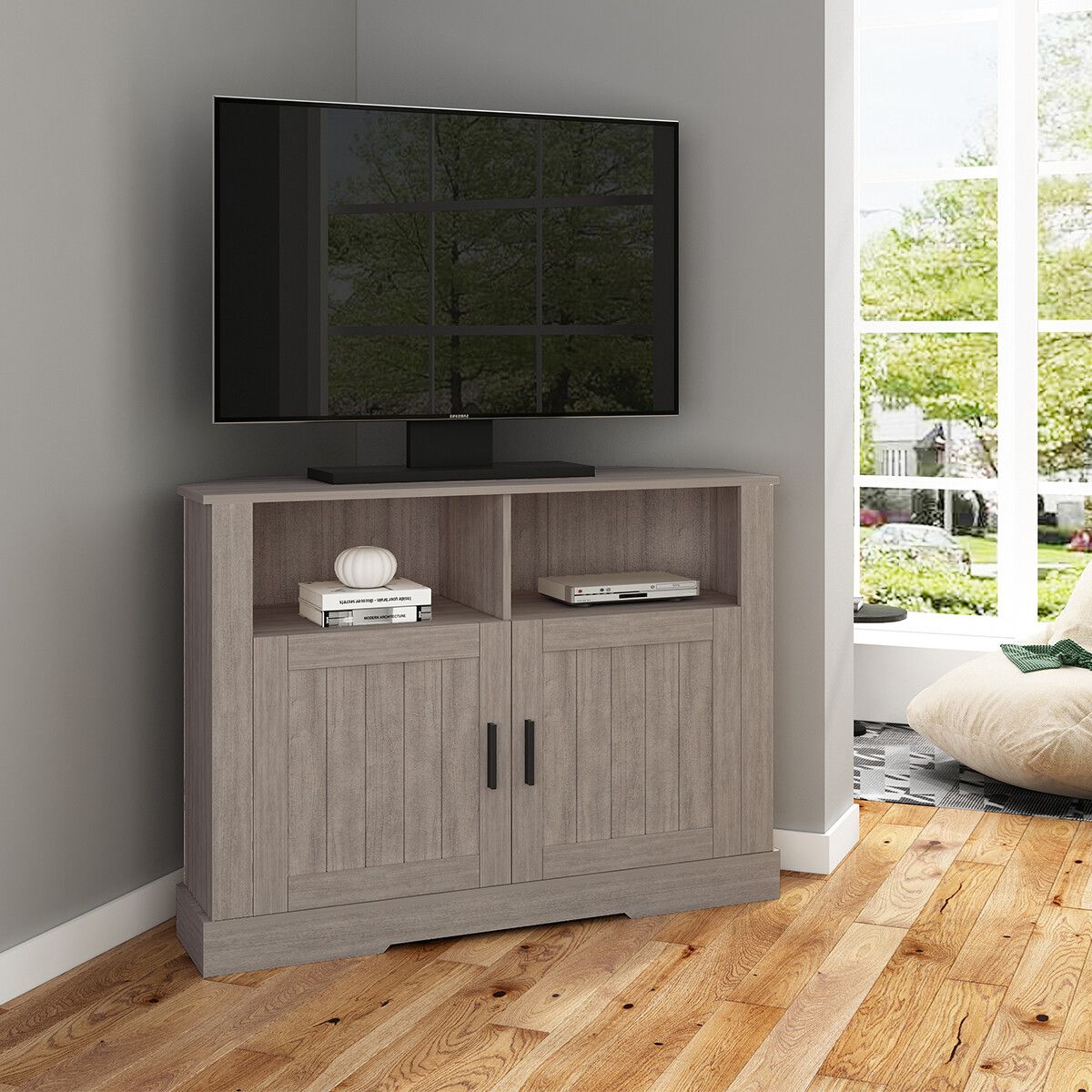 TV Corner Stand Unit Console Entertainment Farmhouse Buffet Cabinet ...