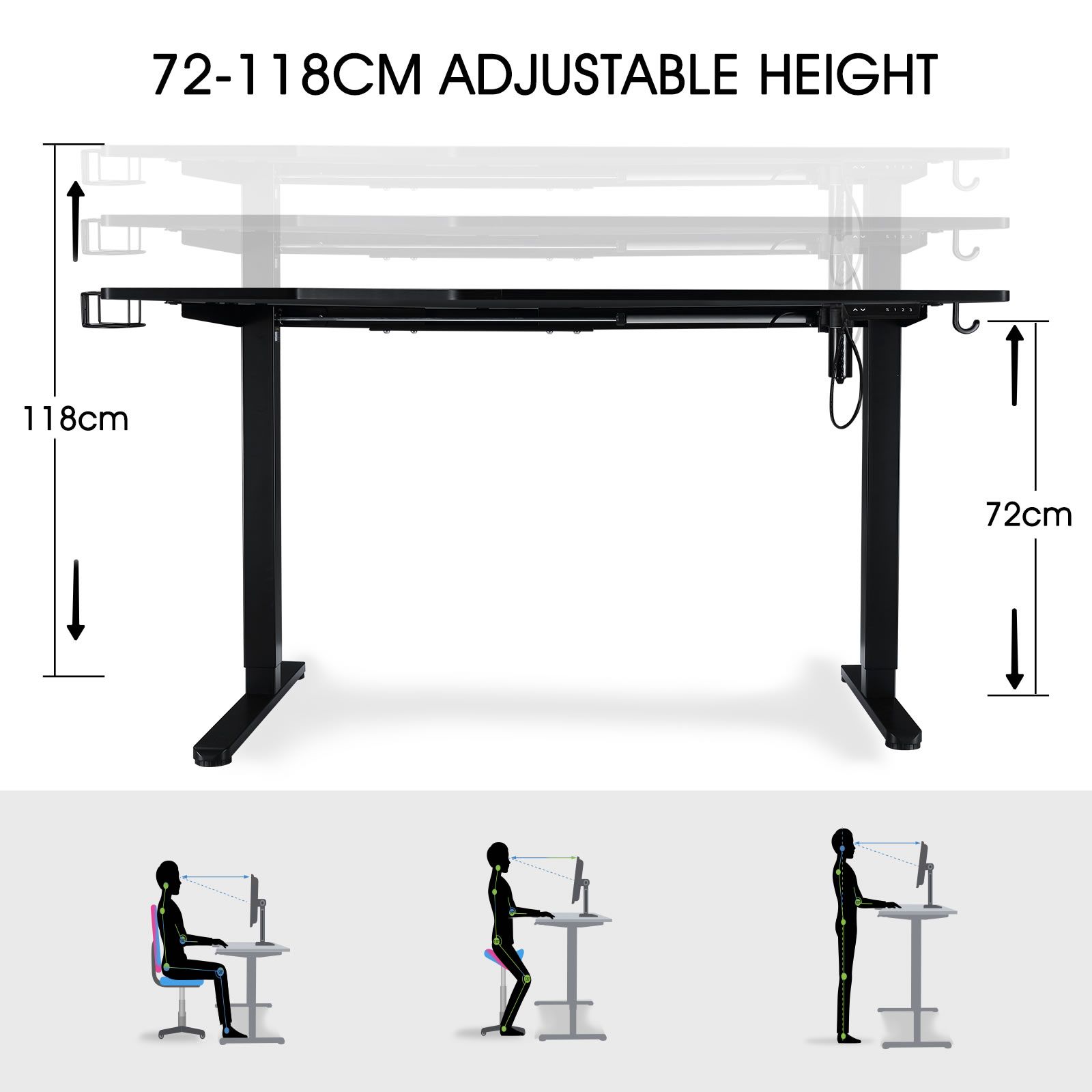 Electric Standing Desk Sit Stand Up Corner Table Height Adjustable L ...