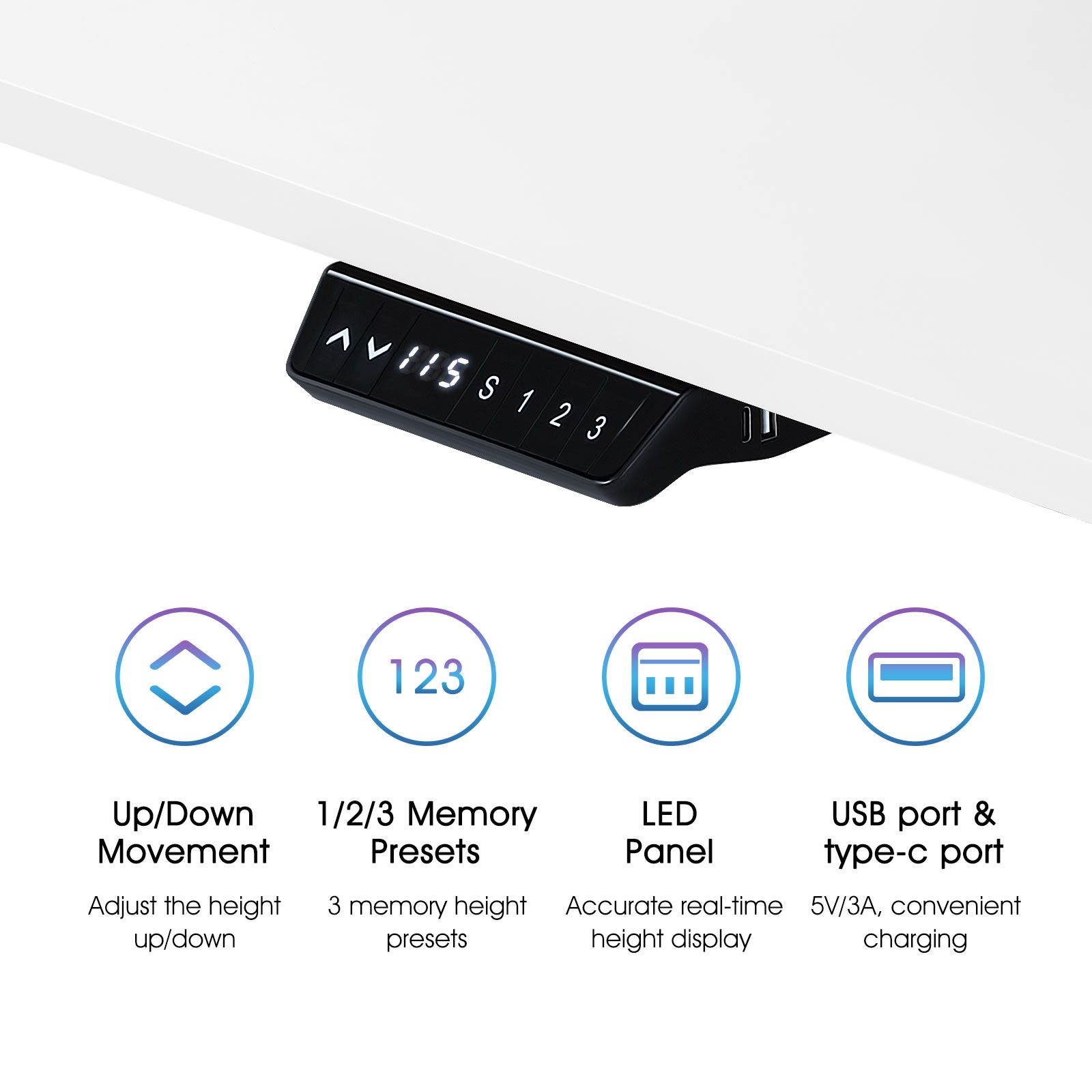 Electric Standing Desk Corner Sit Stand Up Table Height Adjustable L ...