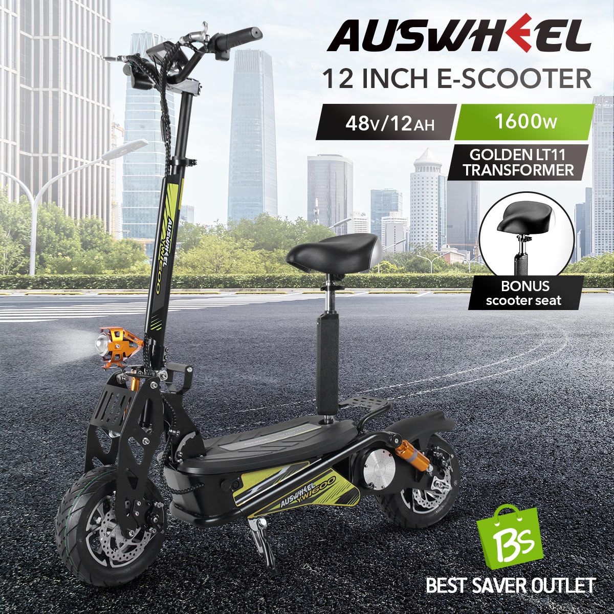 Electric Scooter E-scooter Auswheel Motorised Foldable Bike Commuting ...