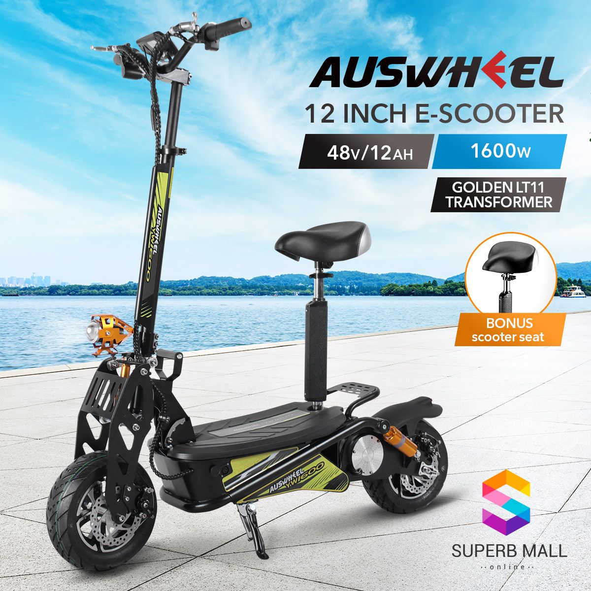Electric Scooter E-scooter Auswheel Motorised Foldable Bike Commuting ...