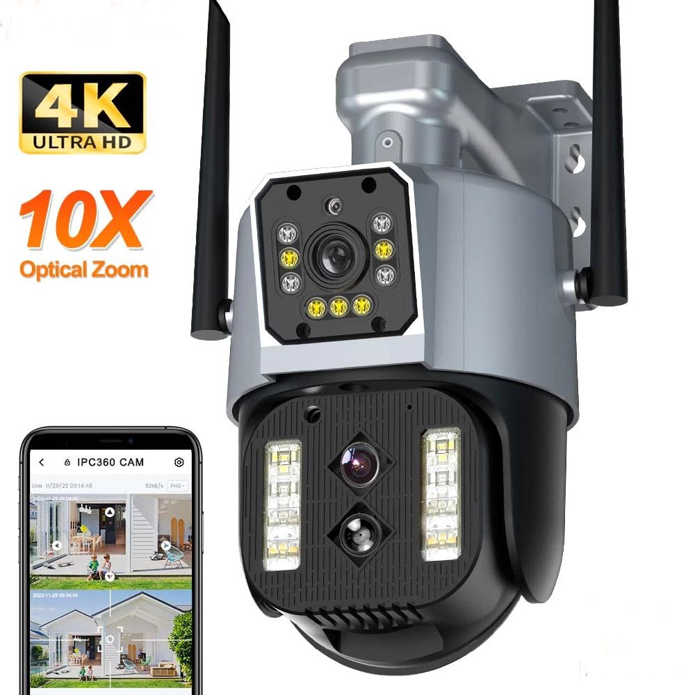 4MP Wifi Camera Three Dual Lens Outdoor Screens 10X Zoom Security ...