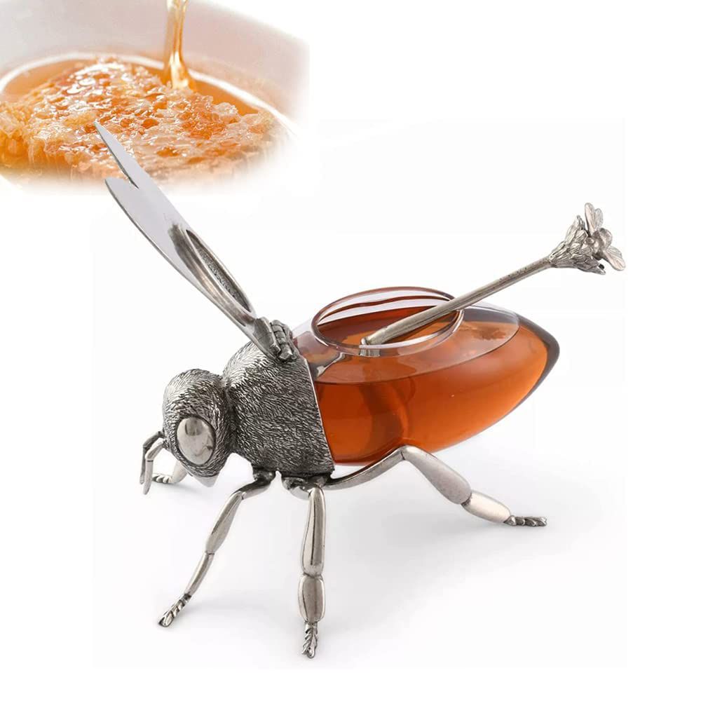 Honey Container With Spoon, Honey Pot And Dipper Set For Home Kitchen ...