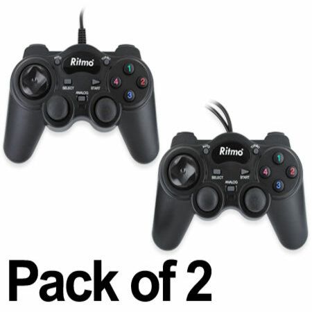 Pack of 2 USB 2.0 Double Shock Twin Video Game Pad Controllers