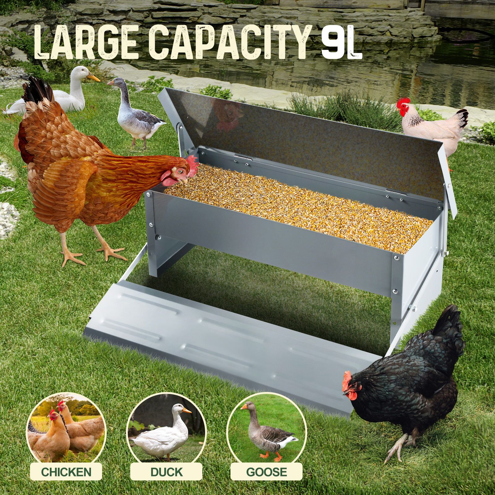 Auto Chicken Feeder Poultry Chook Food Feeding Automatic Treadle ...