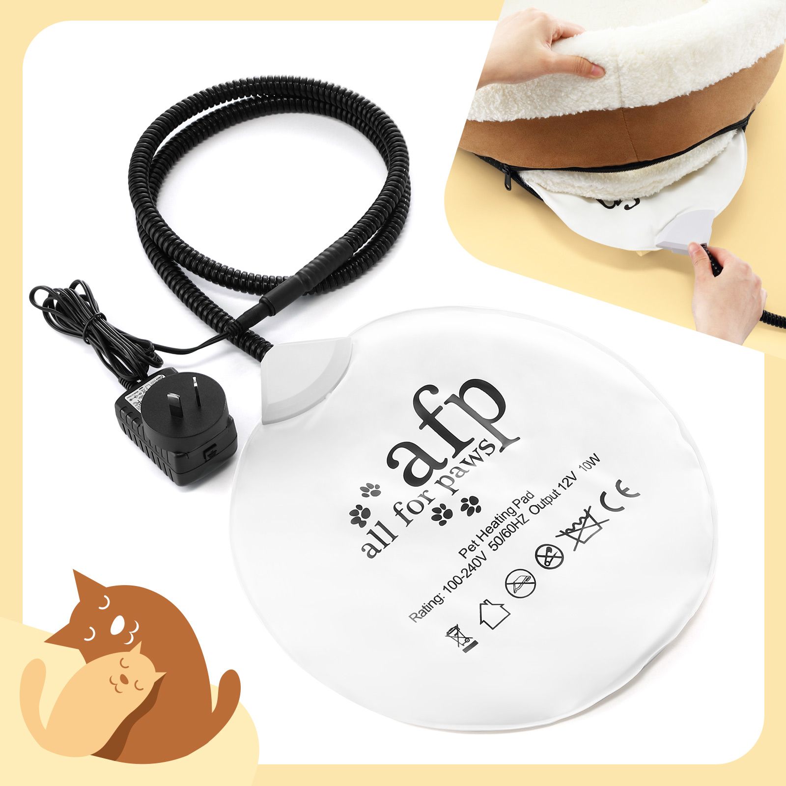 Heated Dog Cat Bed Pet Puppy Kitten Heater Washable Calming Heating ...