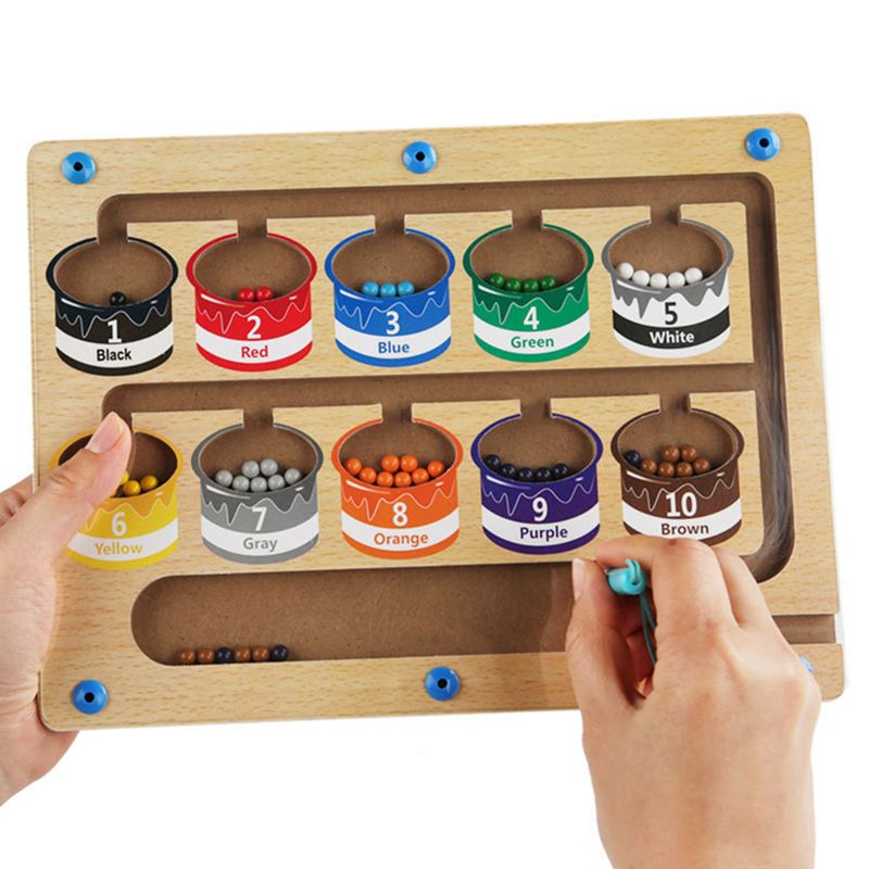 Children Montessori Sorting Toys Magnetic Suction Beads Shift Color ...