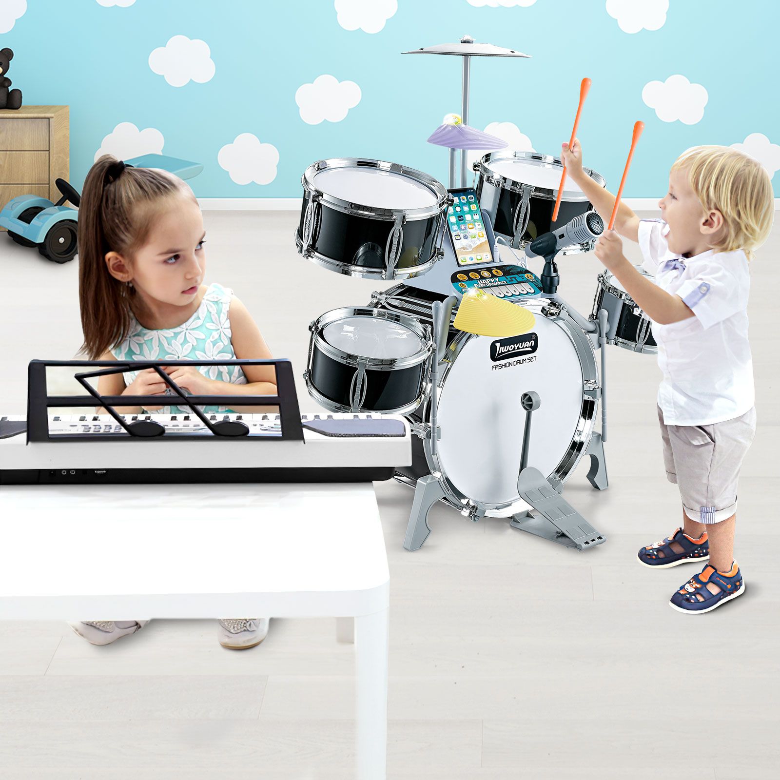 Kids Jazz Drum Set Junior Musical Educational Instrument Toy Kit ...