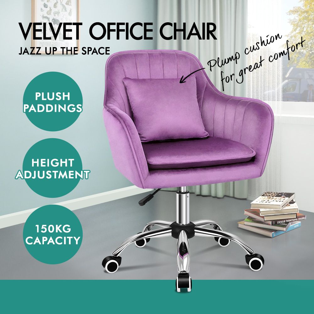 ALFORDSON Velvet Office Chair Computer Desk Chairs Swivel Armchair Work ...