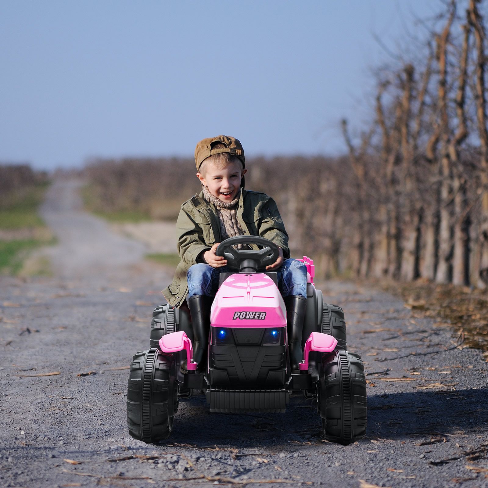 Kids Electric Cars Ride On Toy Tractor Trailer Vehicle Parental Remote ...