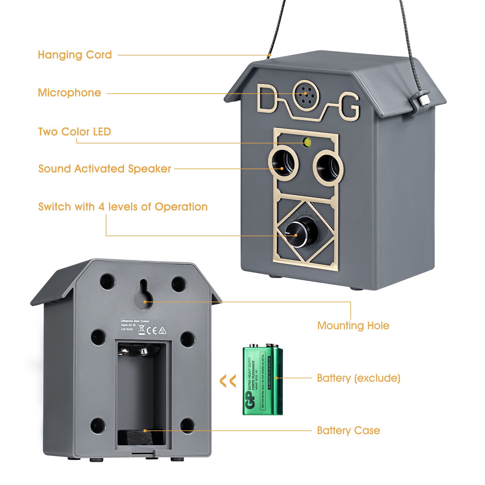 Dog Anti Barking Device Stopper Clicker Ultrasonic Stop Bark Repeller ...