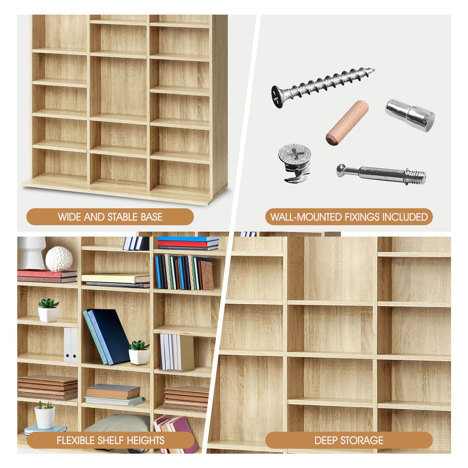 DVD CD Shelf Media Storage Cabinet Bookshelf Display Movie Music Video ...