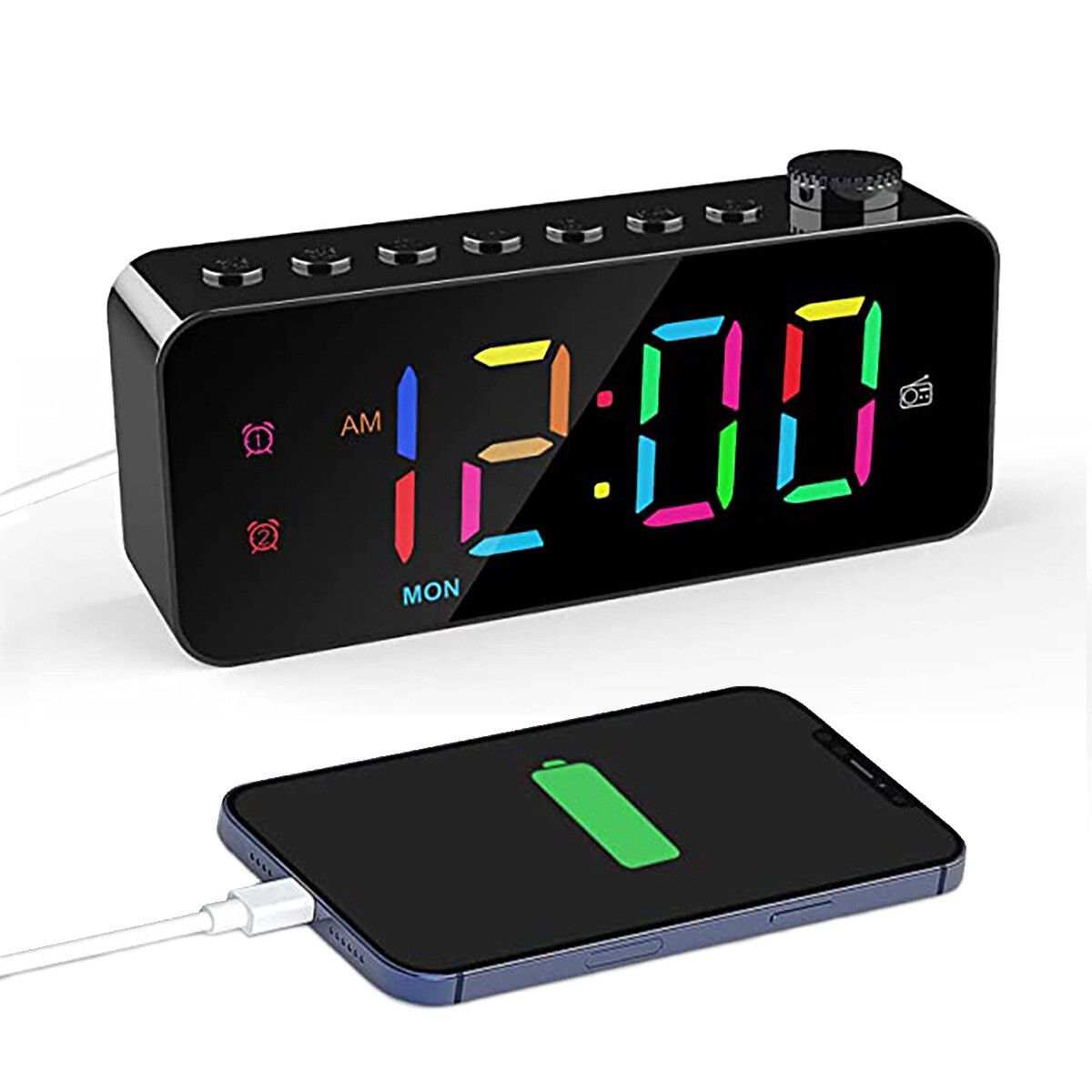 Digital Alarm Clock for bedrooms Loud Bedside Digital Clock with FM ...