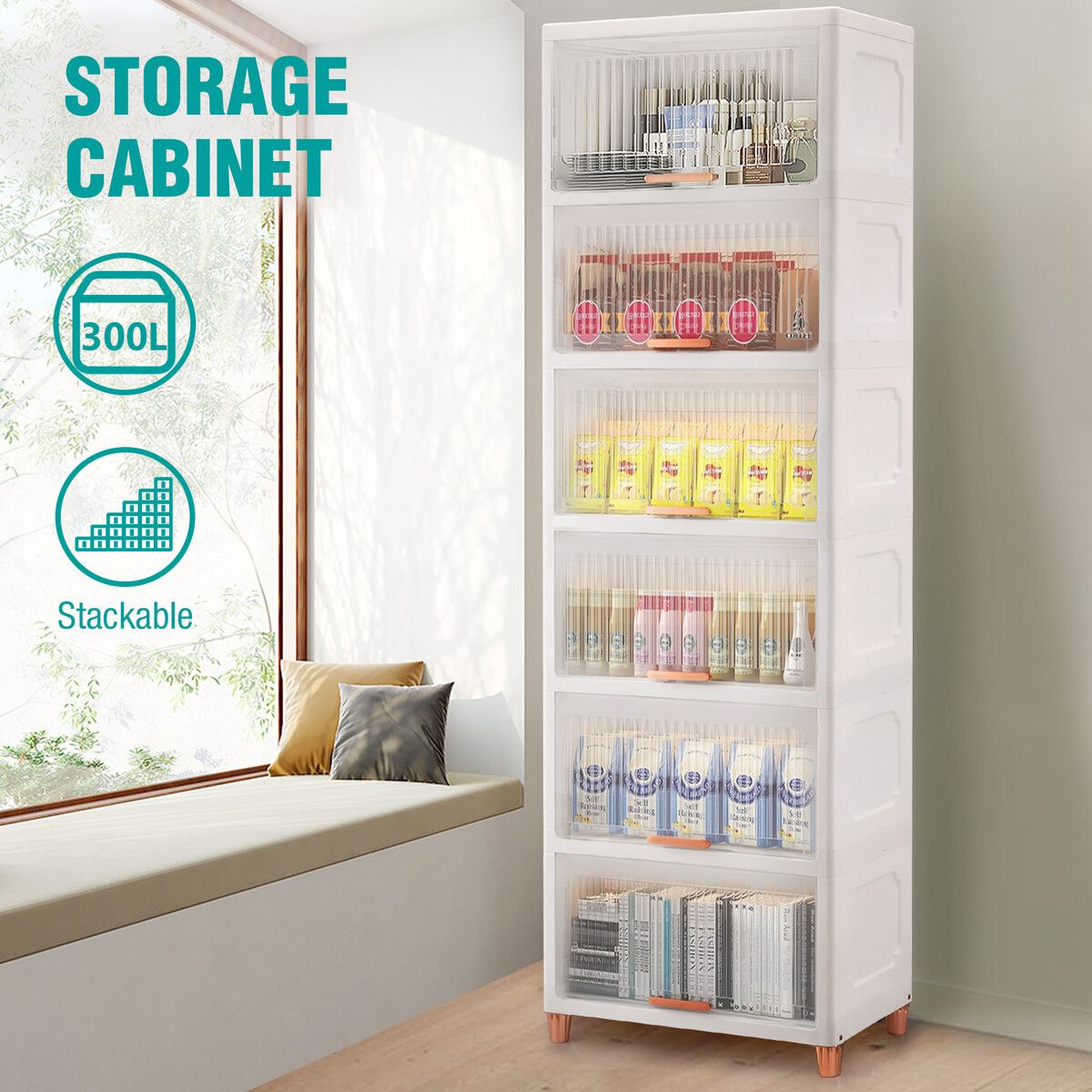 Plastic Storage Box Containers Kitchen Organisation Bedroom Cabinet ...