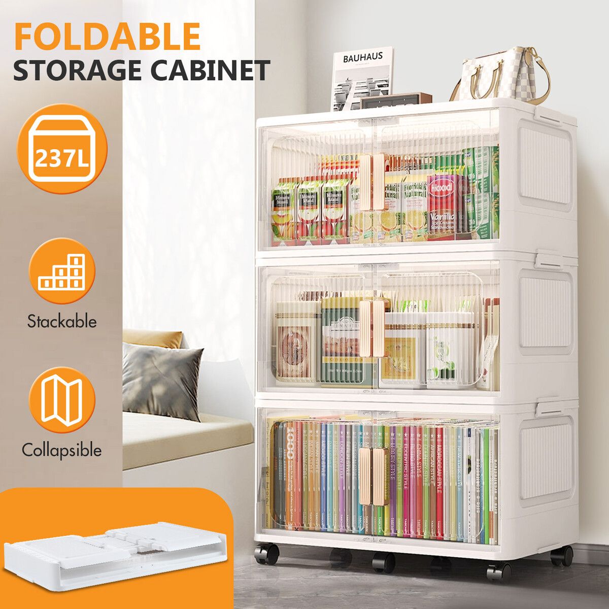 Plastic Storage Containers Wardrobe Closet Organizer Foldable Cabinet ...