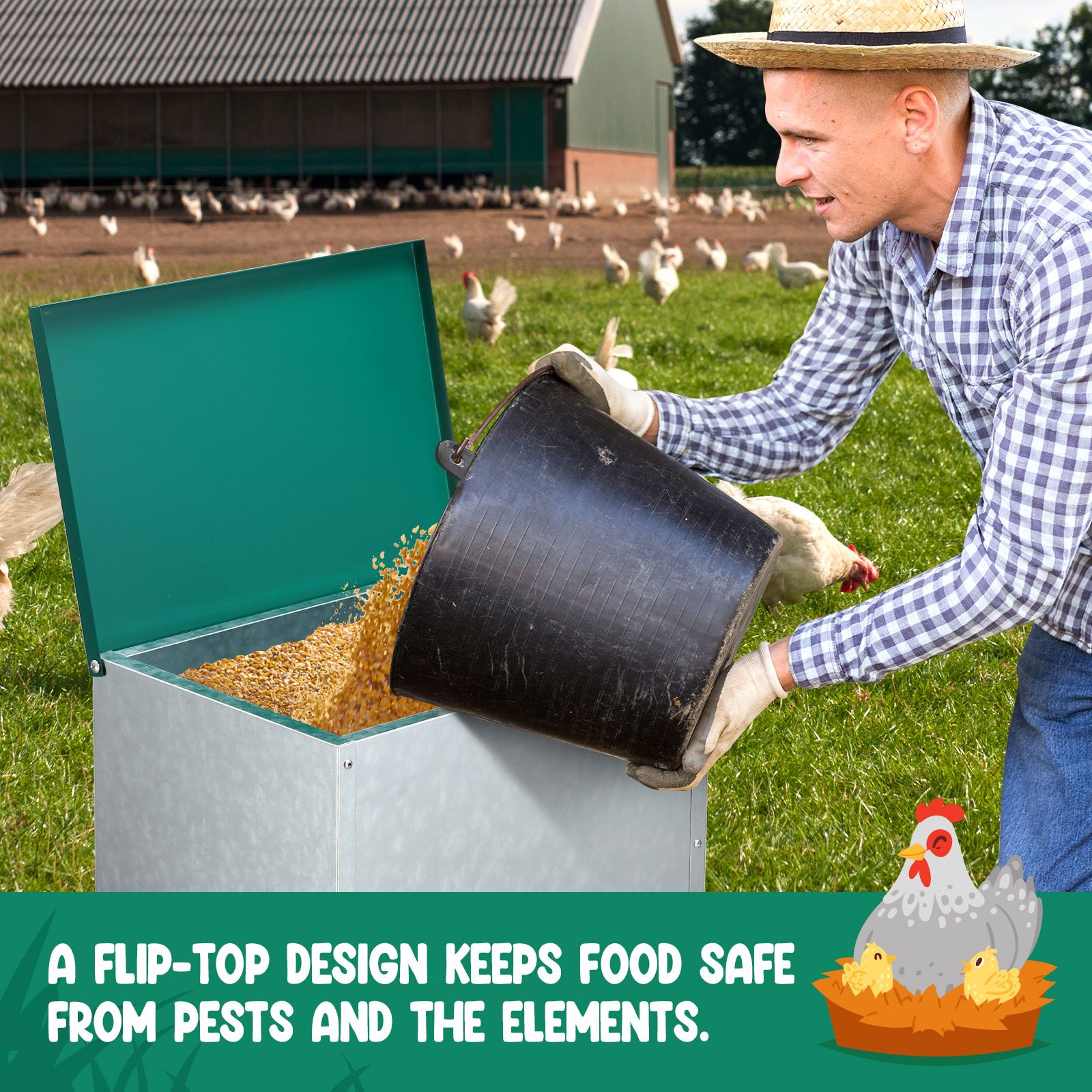 Auto Chicken Feeder 10kg Automatic Treadle Poultry Chook Rat Proof Food ...