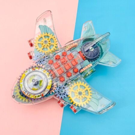 Transparent Electric Gear Airplane Toy with Lights & Sounds, Battery ...