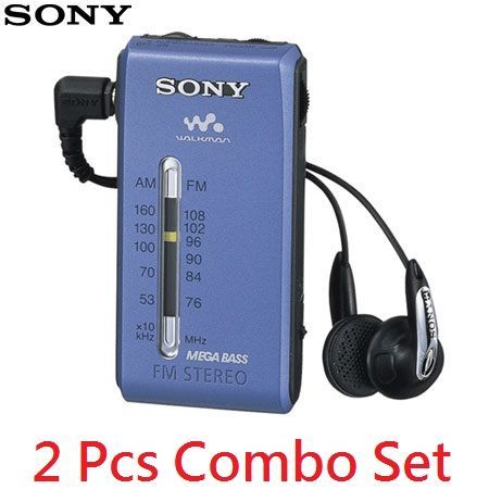 2 Pcs Combo Set Sony FM/AM Portable Walkman Radio SRF-S84 - Blue