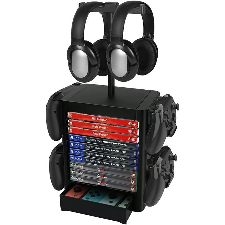 Game Storage Tower, Multifunction Detachable Vertical Game Storage Rack ...