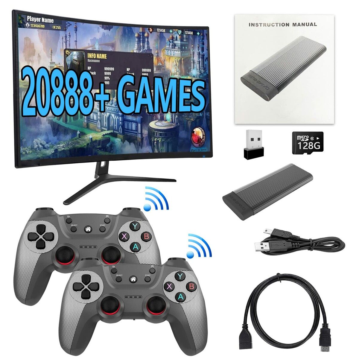 Retro Game Wireless Game Console Built-in 9 Classic Emulators1080p HDMI ...