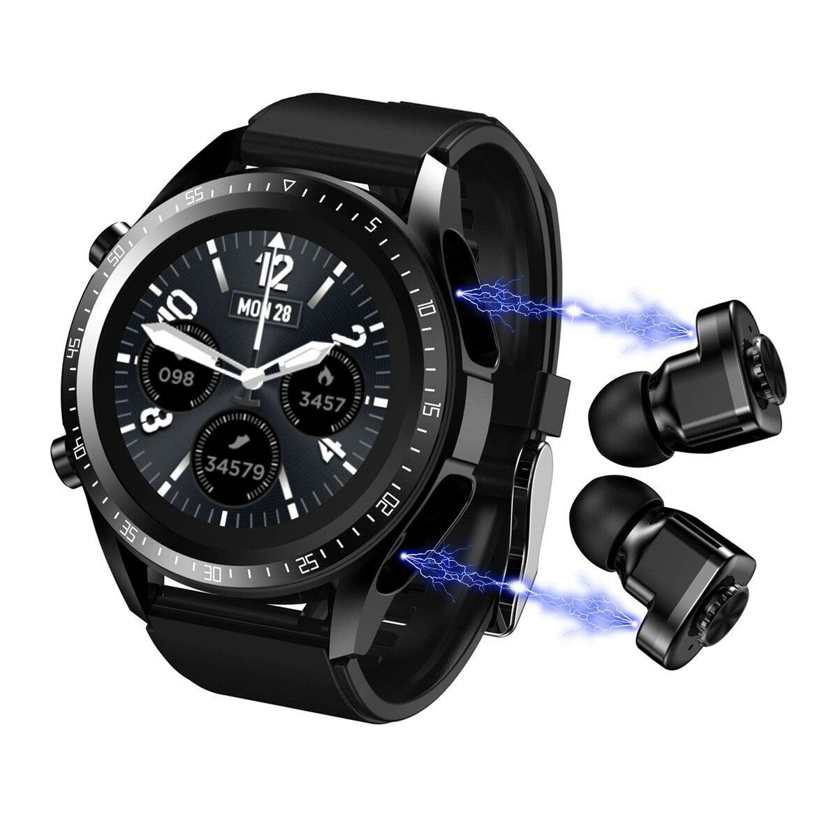 2 in 1 Smart Sport Watch with Earbuds 1.28" Watch TWS HiFi Stereo ...