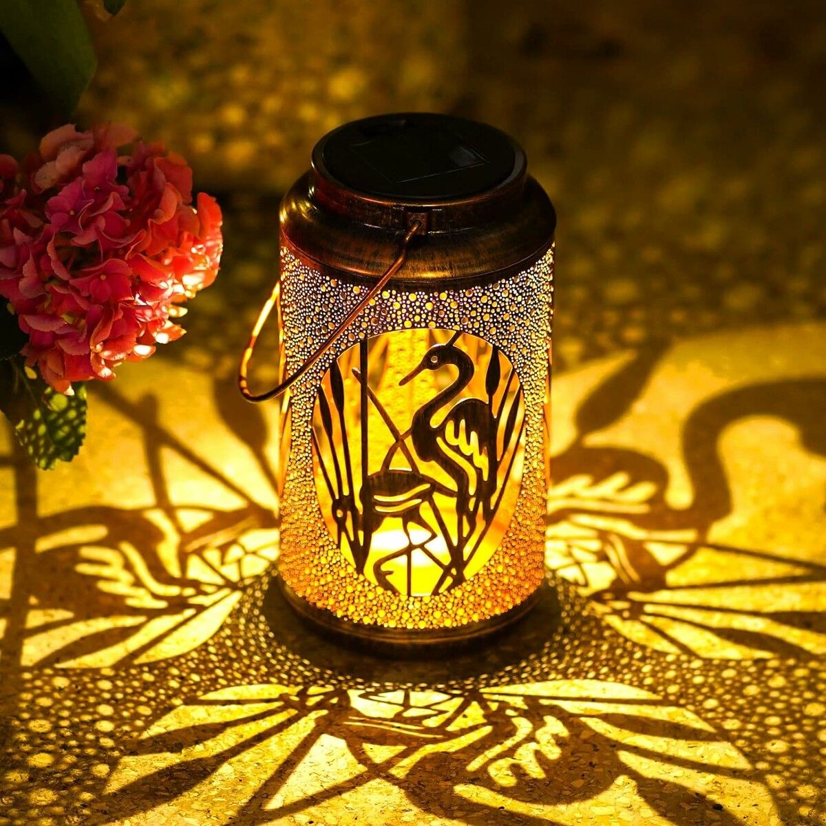 Flamingo Solar Lantern, Outdoor Solar Lanterns Waterproof Large Metal ...
