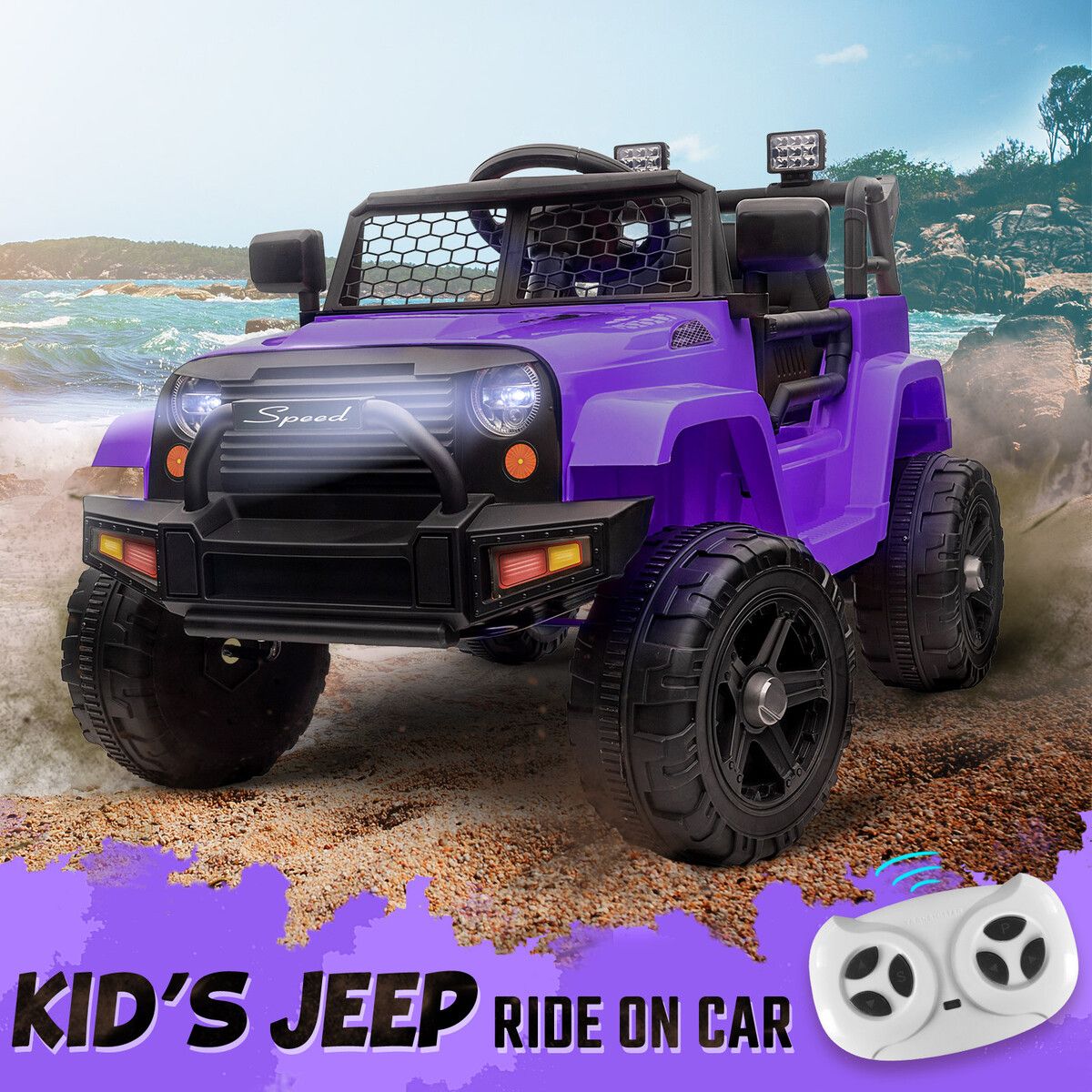 Kids Electric Car Ride On Truck Remote Control Toy Jeep Vehicle 12V ...