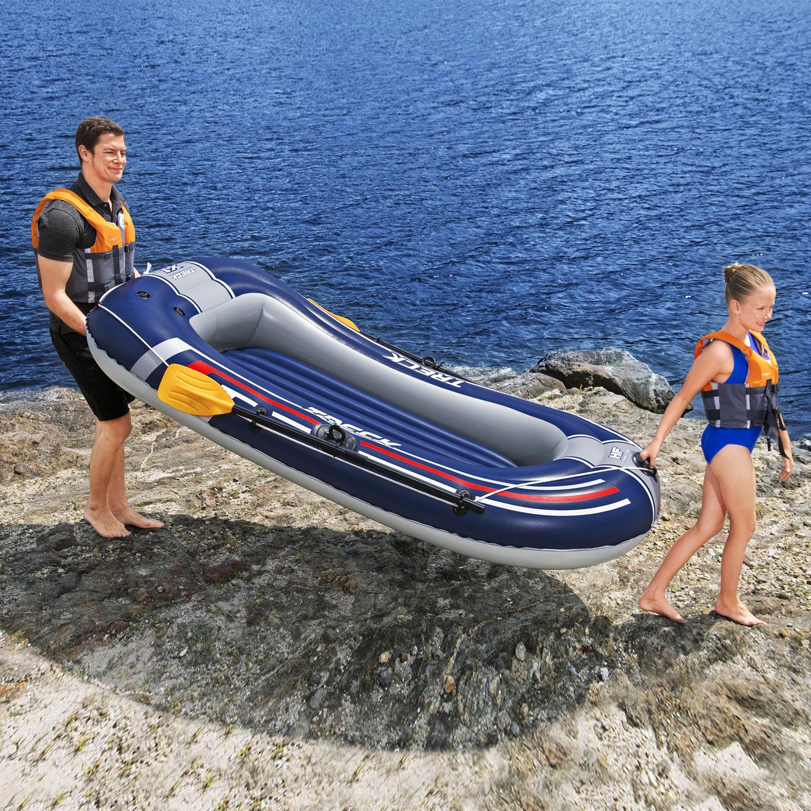 Bestway Inflatable Boat Set 2.28m X 1.21m Floating Raft Blow Up Canoe ...