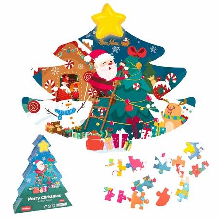 115 Piece Christmas Theme Jigsaw Puzzle for Kids,Christmas Tree Shaped ...