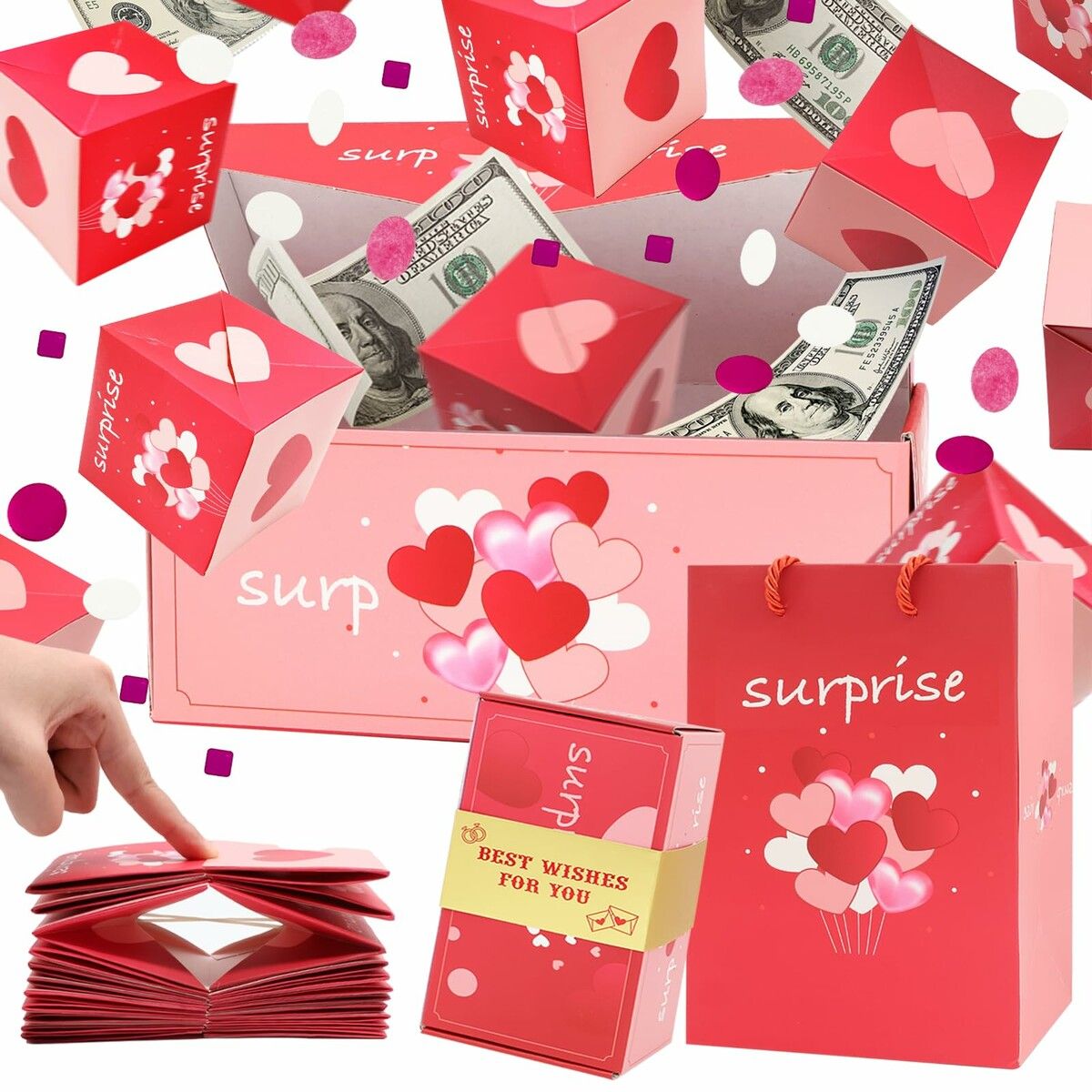 Surprise Gift Box Explosion For Money Unique Folding Bouncing Red Surprise Gift Box Explosion For Money Unique Folding Bouncing Red
