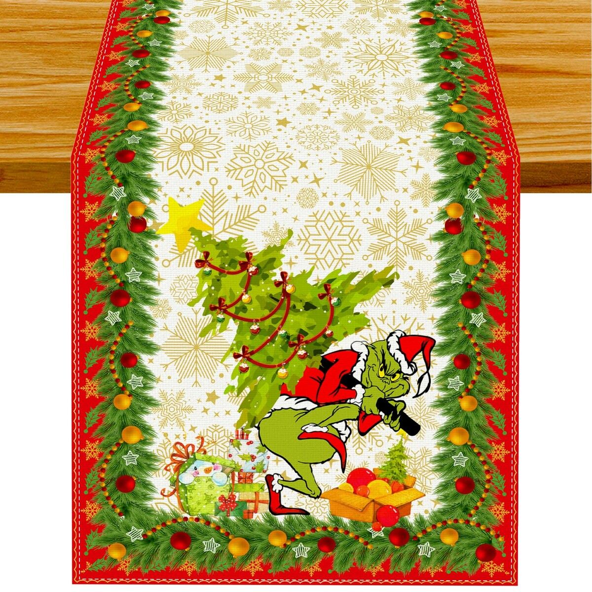 Grinch Table Runner Merry Grinchmas Tablecloth Winter Xmas Christmas ...