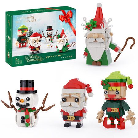 Christmas Building Blocks, Santa Claus, Snowman, Elf and Gnome ...